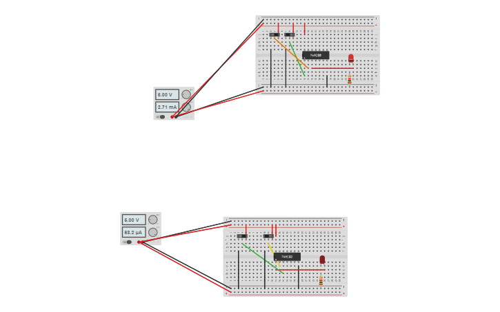 Circuit design 7400 e 7402 | Tinkercad