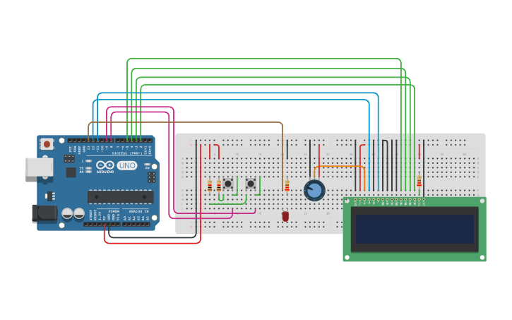 Circuit design Copy of LCD + Menu - Tinkercad