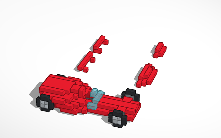 3D design A simple f1 car made of individuel voxels. - Tinkercad