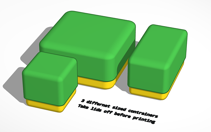3d Design 3 Sized Containers Tinkercad