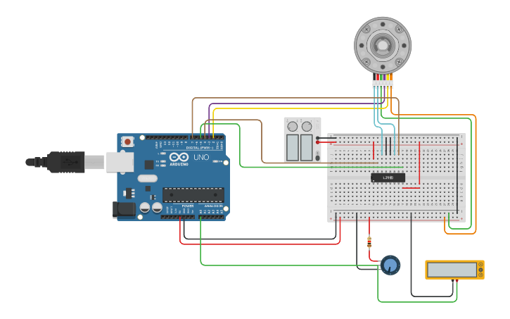 Circuit design Solución PID control of DC motor position | Tinkercad
