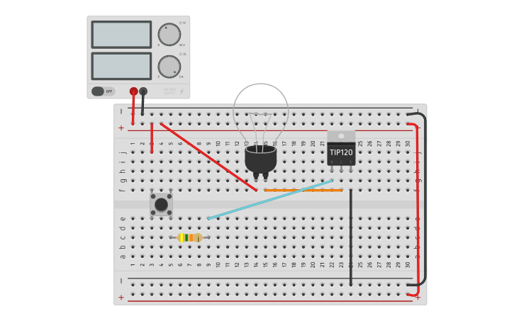 Circuit design Transistor Tip120 - Tinkercad