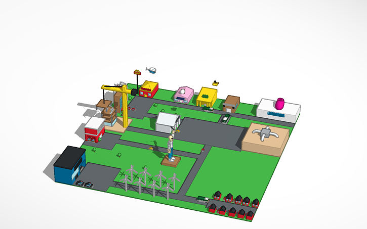 3D design WIP: A town | Tinkercad