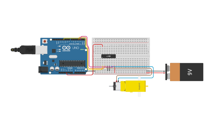 Circuit design pratica 4 - l293D - semana 4 | Tinkercad