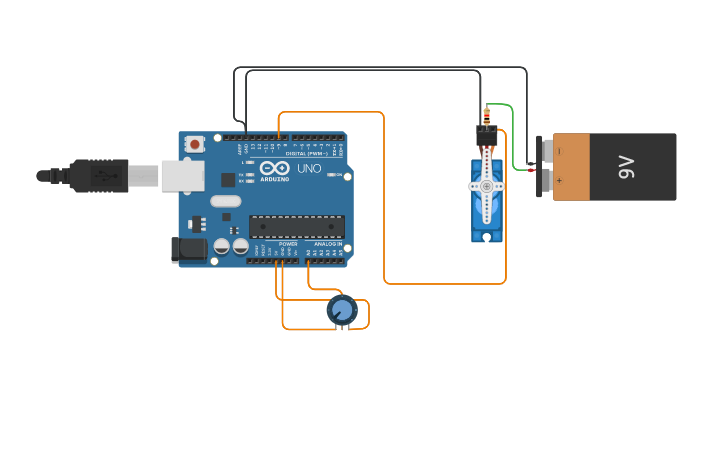 Circuit Design Servo Control Using Arduino And Potentiometer Tinkercad