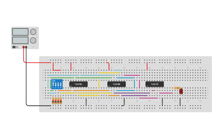 Circuit design Práctica 4: "Mapas de Karnaugh" - Tinkercad