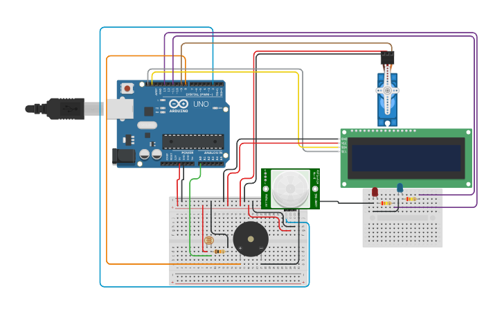 Circuit design casa seguridad - Desempeño - Tinkercad
