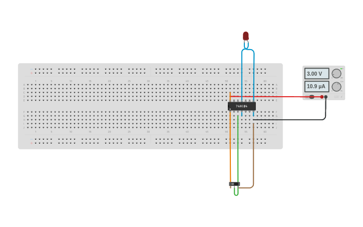 Circuit design NOT Gate LED - Tinkercad
