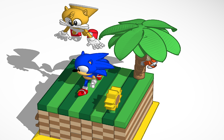 3D design Sonic and Tails in GreenHill Zone - Tinkercad