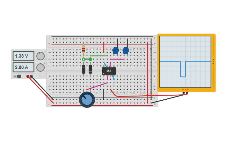 Circuit design 555 controle PWM sem arduino - Tinkercad