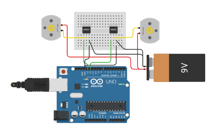 Circuit design Ergasia_4-Arduino_2Moter | Tinkercad