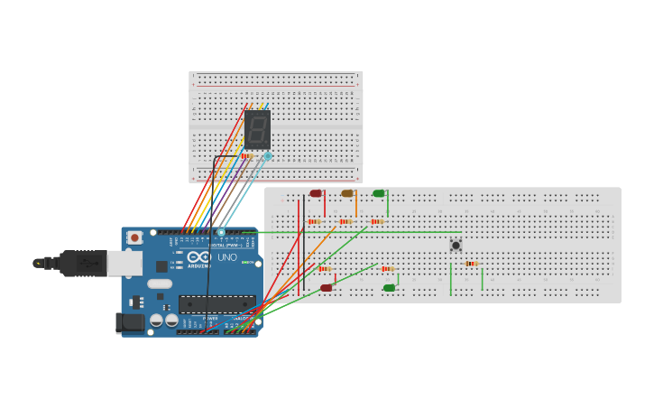 Circuit design Traffic Light System - Tinkercad