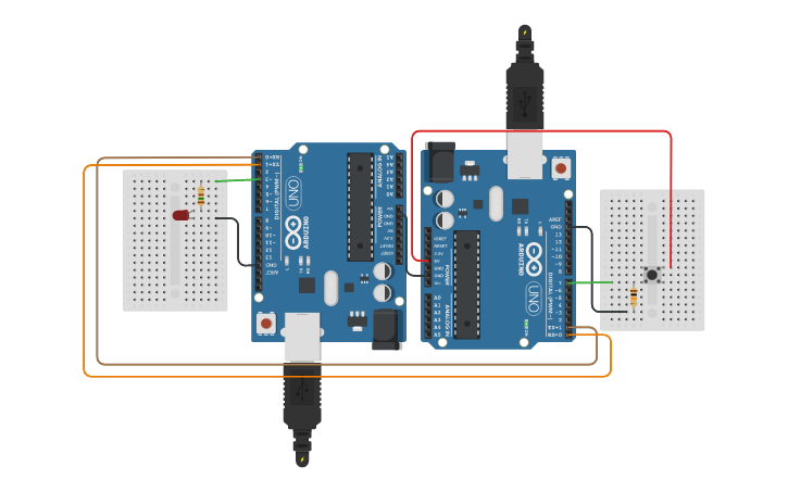 Circuit design comunicação entre arduino serial - Tinkercad