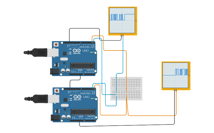Circuit design Activity 4. Serial communication with Arduinos. - Tinkercad Circuit design Activity 4. Serial communication with Arduinos. - Tinkercad