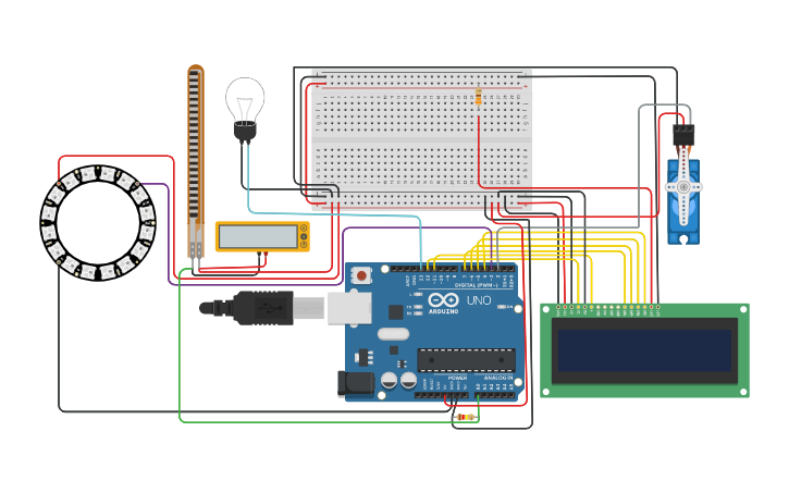 Circuit design Sensor Flexível - Tinkercad