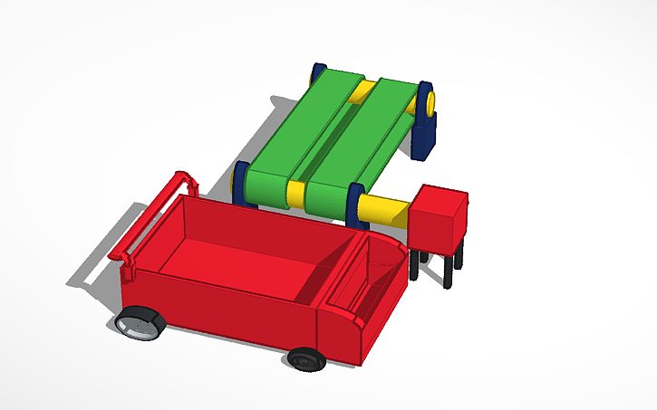 3D design Auto-Trolley + Conveyer - Tinkercad