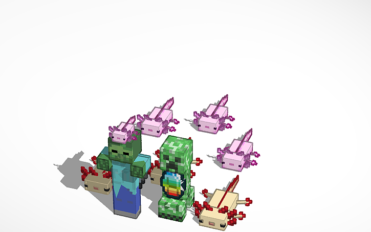 3D design axolotl army - Tinkercad