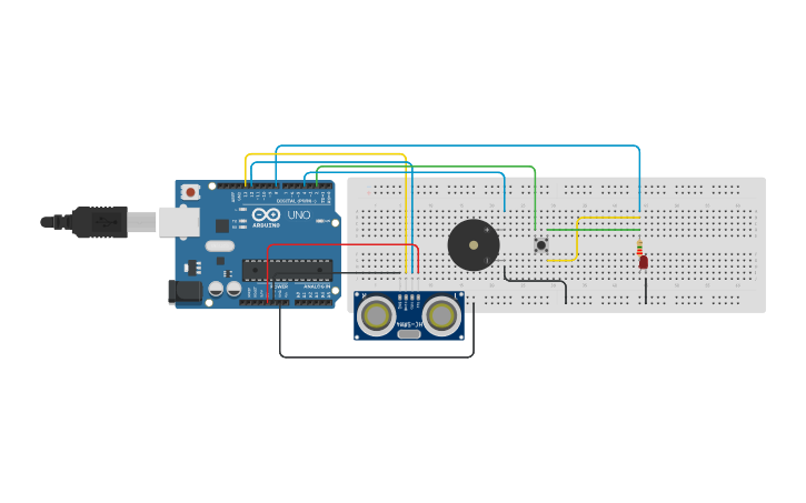 Circuit design Alarm Sensor With Reset Button - Tinkercad