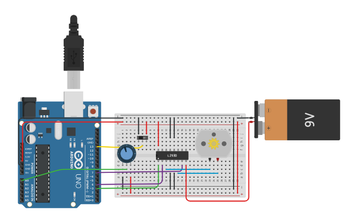 Circuit design Control de Motor DC con Potenciómetro y Botón L293D ...