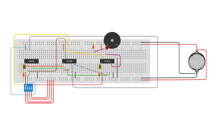 Circuit design alarme sensor - Tinkercad