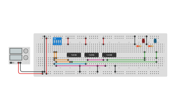 Circuit design Half Subtractor - Tinkercad