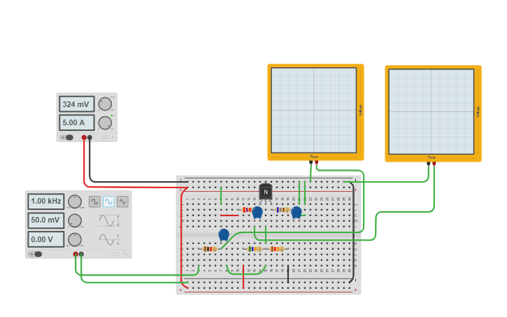 Circuit design Voltage Divider Bias - Tinkercad