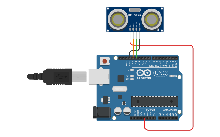 Circuit design 31. Sensor Ultrasonido | Tinkercad