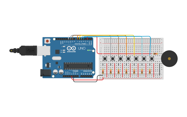 Circuit design Piano - Tinkercad