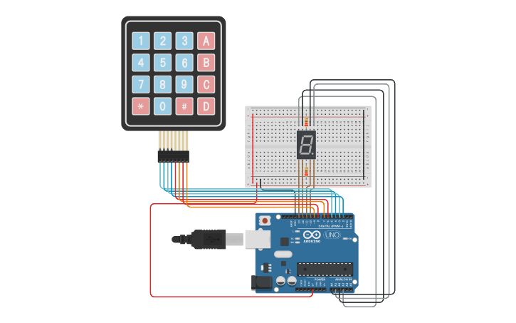Circuit design Lab Activity #5 - 7-Segment Display via Keypad_Villegas | Tinkercad
