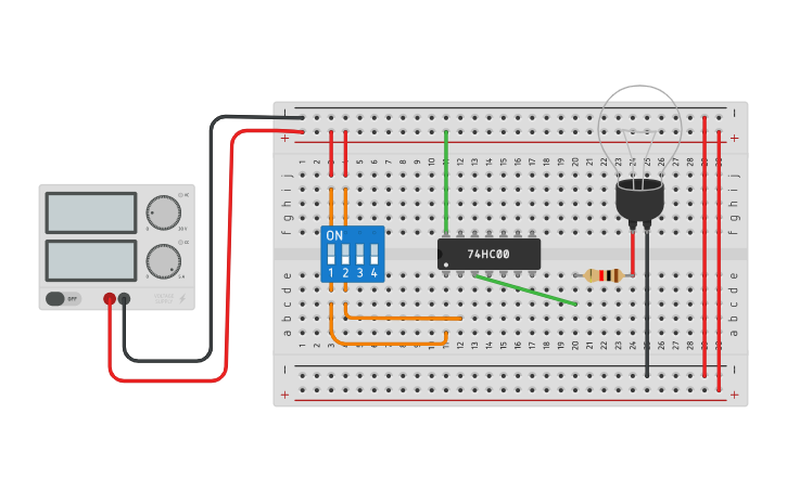Circuit design 74HC00 - Tinkercad