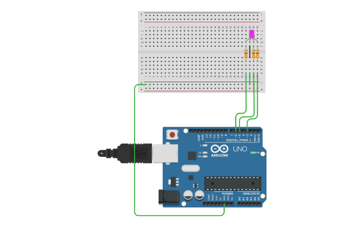 Circuit design Led RGB | Tinkercad