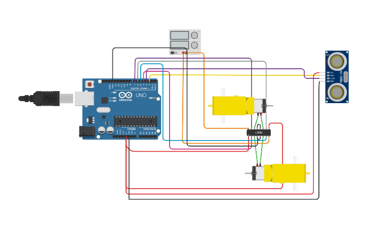 Circuit design Robot movil parte 3 Rodrigo Plascencia 6030 (Área III). - Tinkercad