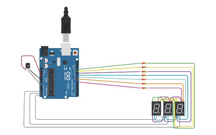 Circuit design Clase 5 - ejercicio Termometro - Tinkercad