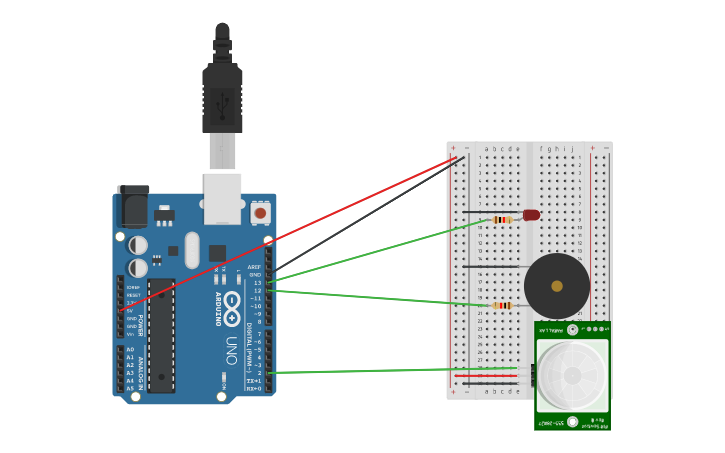 Circuit design Smart Home Security System(Alarm) - Tinkercad