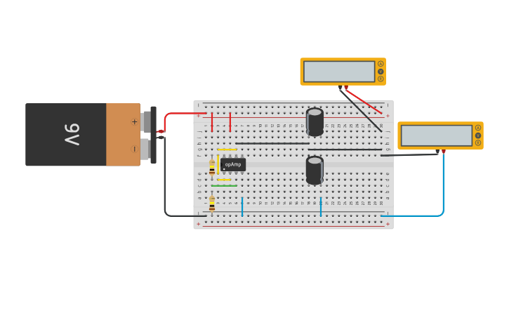 Circuit design Symmetrical PSU with Opamp - Tinkercad