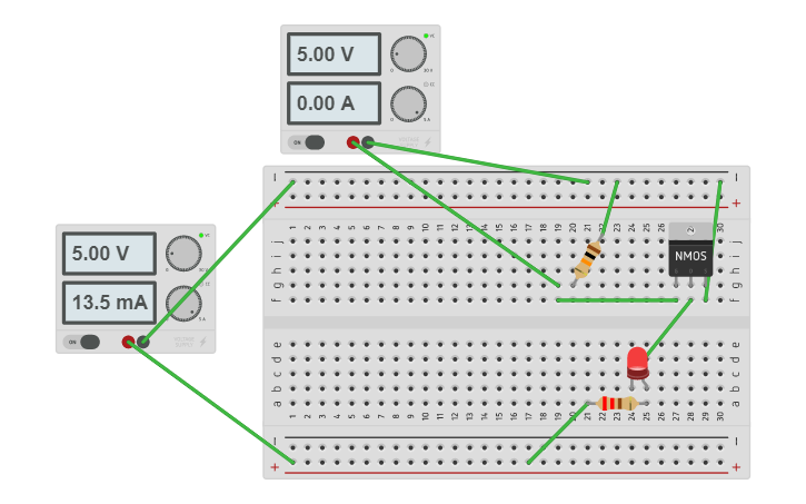 Circuit design MOSFET Secondary Power Supply | Tinkercad