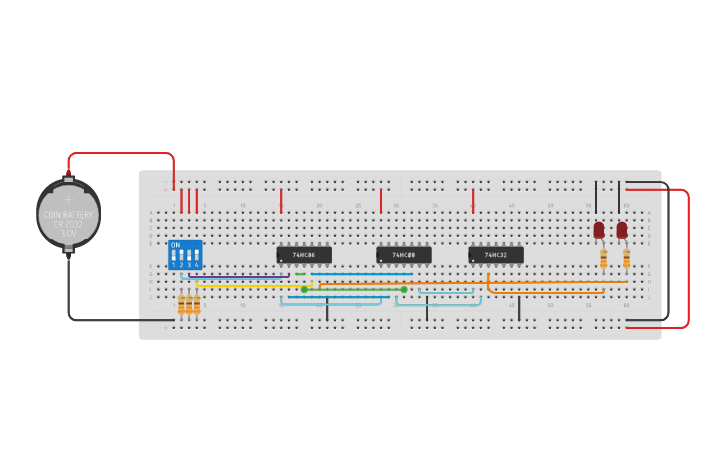Circuit design SUMADOR COMPLETO DE 1 BITS - Tinkercad