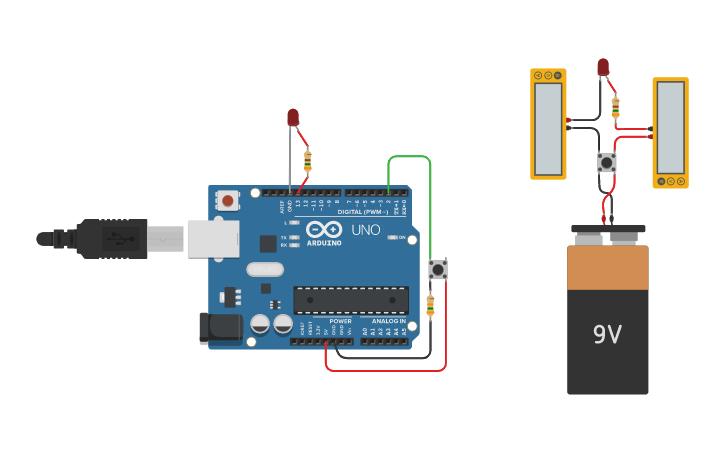 Circuit design CHAPTER 3 : LED Switch (1) - Tinkercad