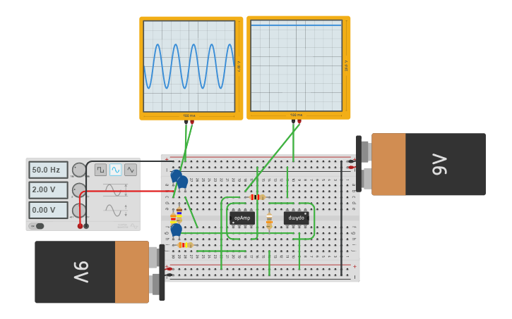 Circuit design 50 Hz Twin-T Notch Filter - Tinkercad
