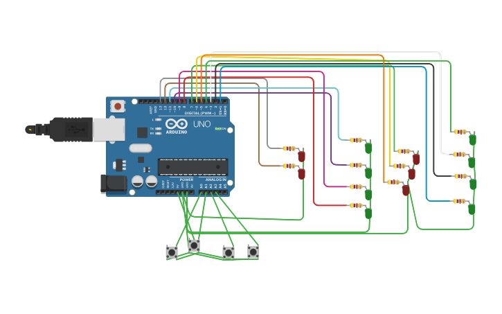 Circuit design Relógio Binário | Tinkercad