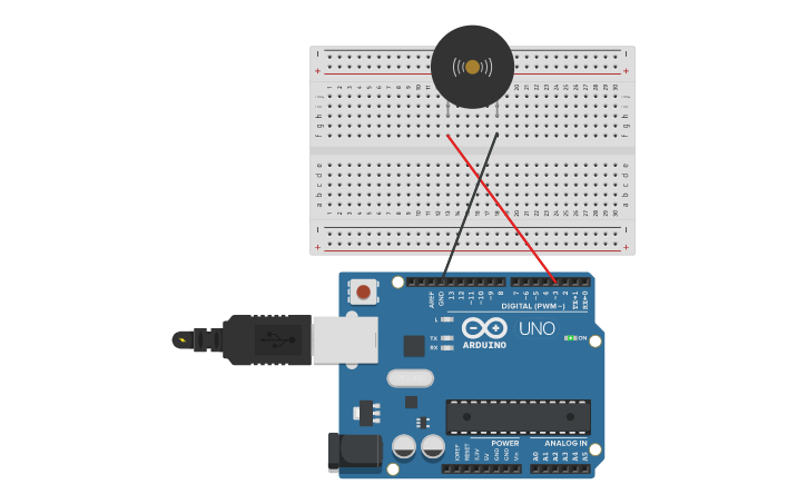 Circuit design Passive Buzzer, Fire Sound - Tinkercad