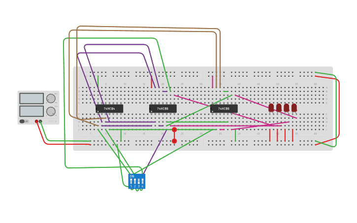 Circuit design Binary decoder - Tinkercad