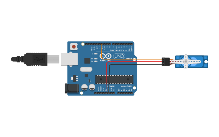 Circuit design sweep servo - Tinkercad