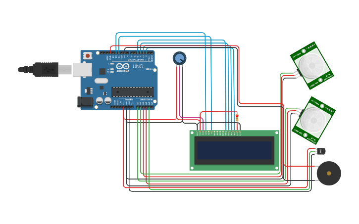 Circuit design docházkový systém | Tinkercad