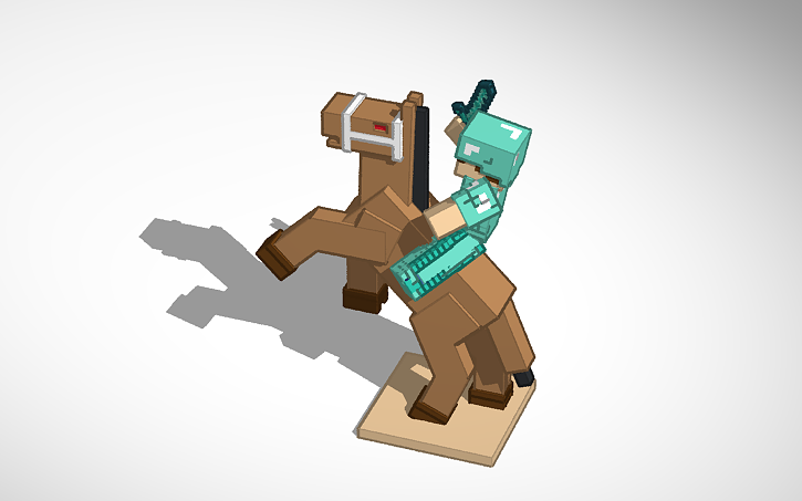 3D design Minecraft Diamond Armor Steve Riding Horse - Tinkercad
