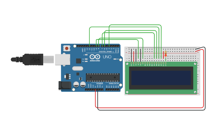 Circuit design LCD - Tinkercad