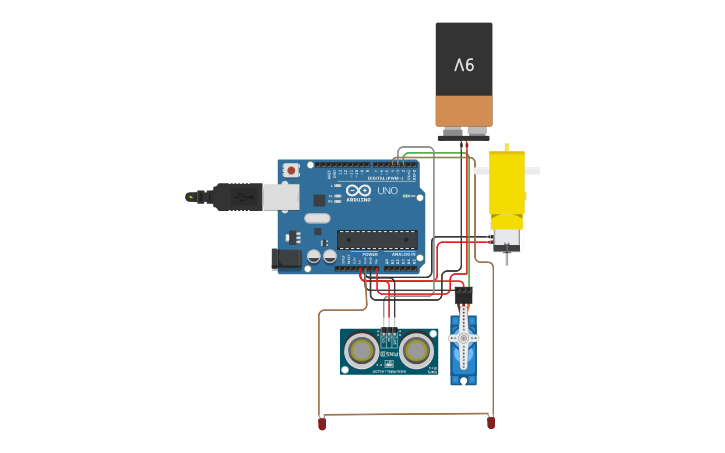 Circuit design Car with Arduino - Tinkercad