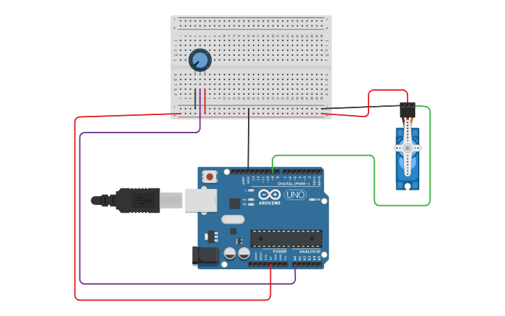 Circuit design Servo Motor Project | Tinkercad