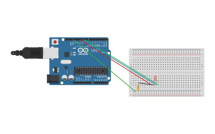 Circuit design led rgb - Tinkercad