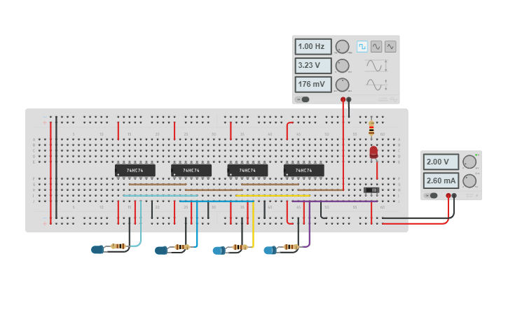 Circuit design SHIFT REGISTER - Tinkercad